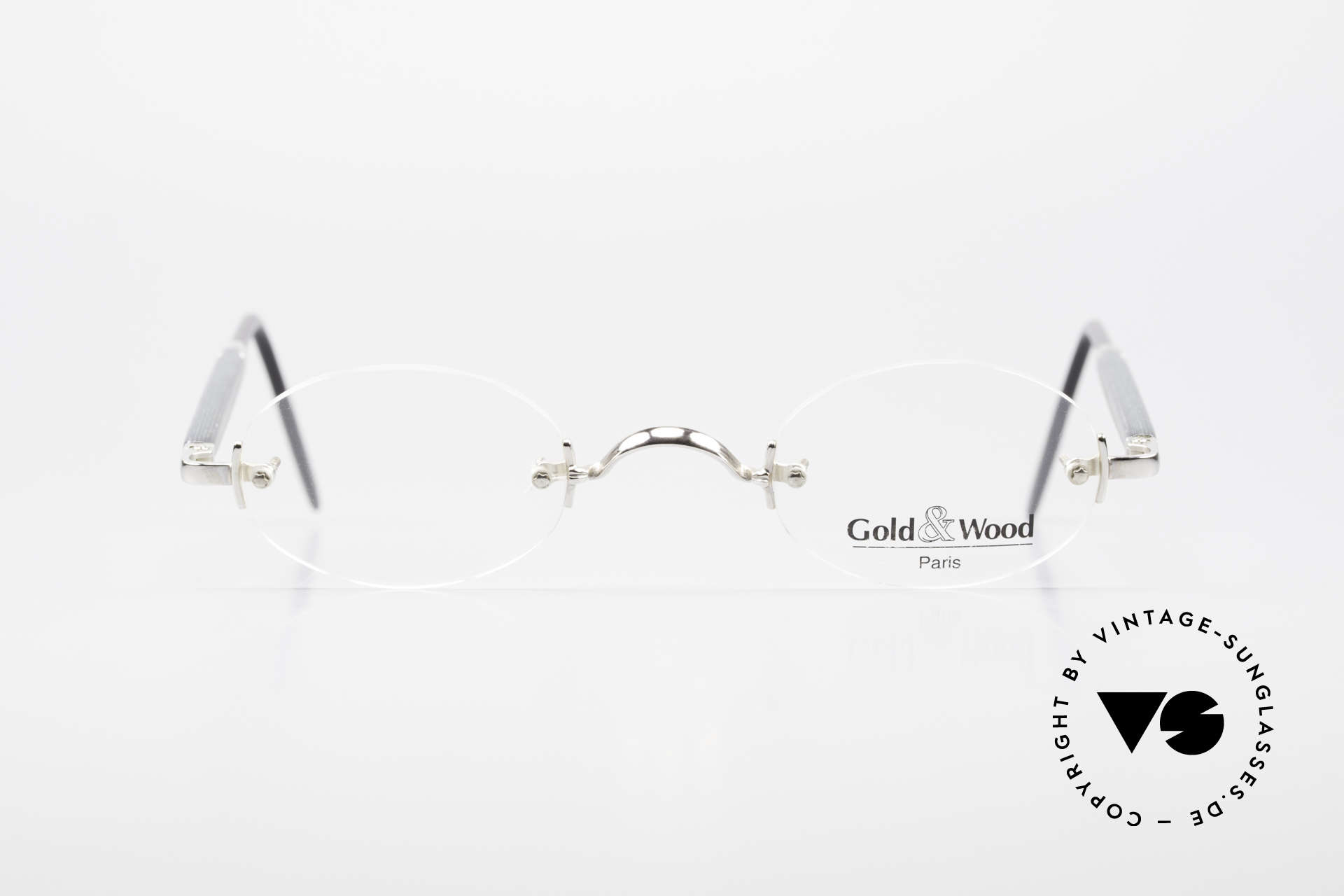 Glasses Gold And Wood 338 Luxury Rimless Specs Oval 90s