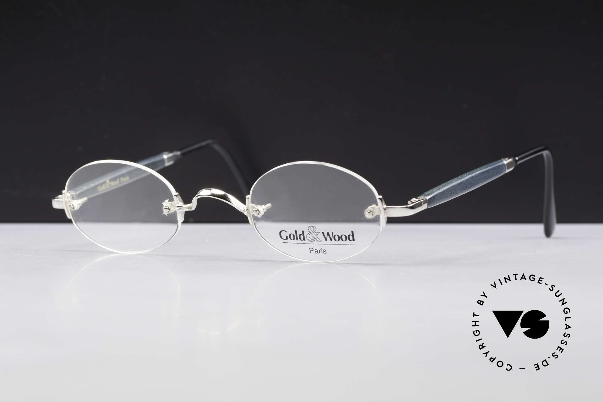 Glasses Gold & Wood 338 Luxury Rimless Specs Oval 90's