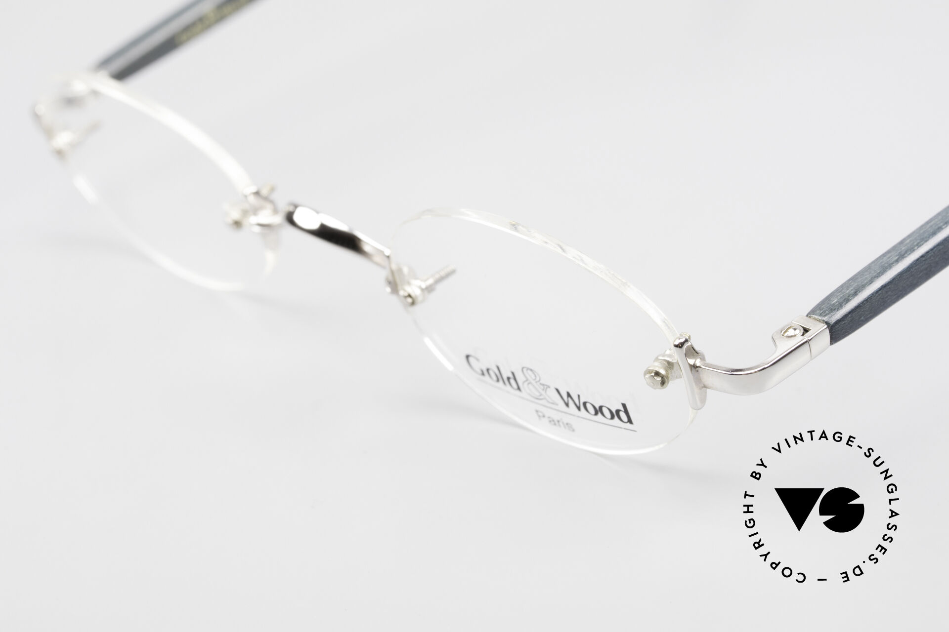 Glasses Gold And Wood 338 Luxury Rimless Specs Oval 90s