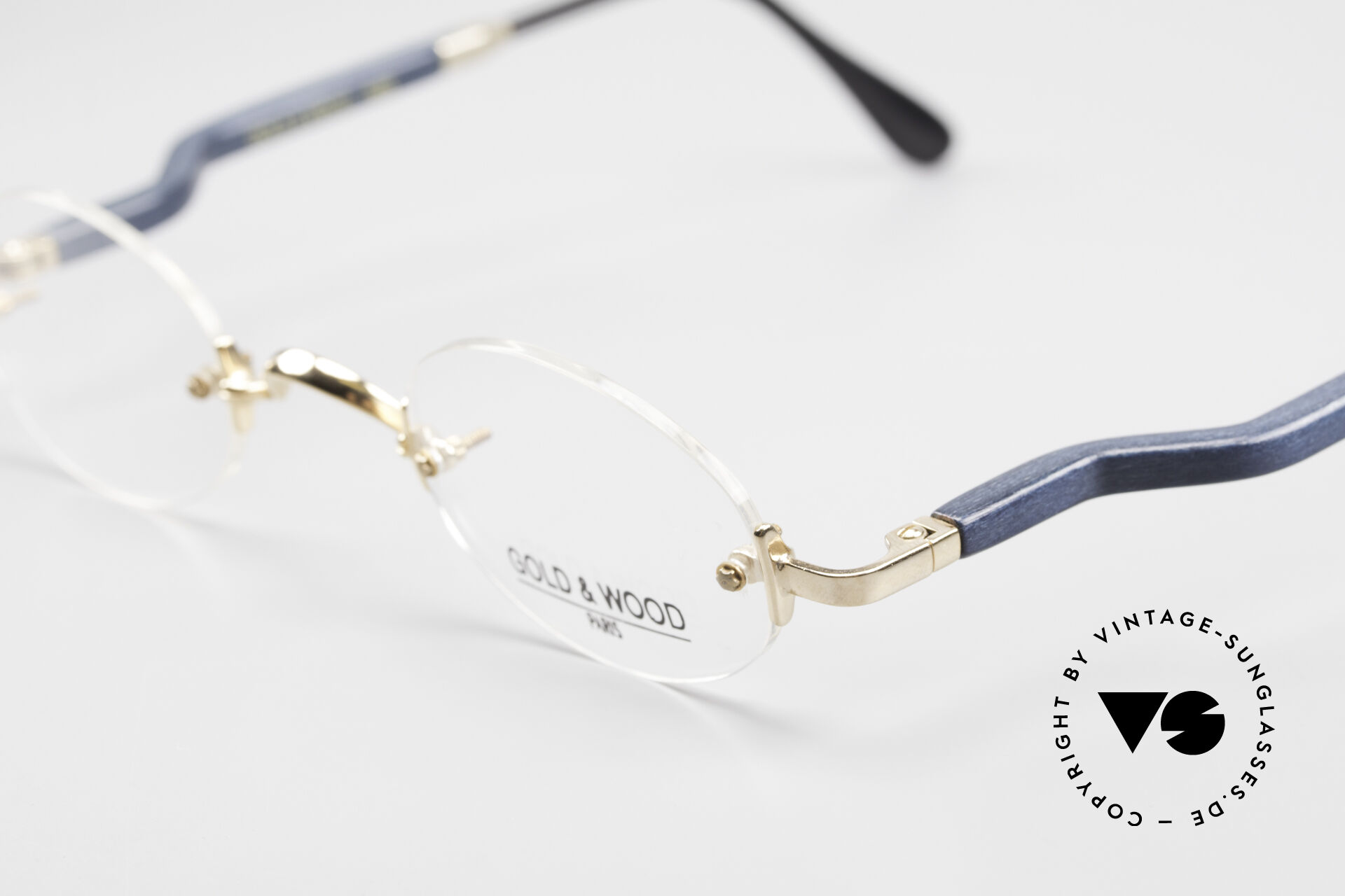 Glasses Gold And Wood 338 Oval 90s Luxury Rimless Specs