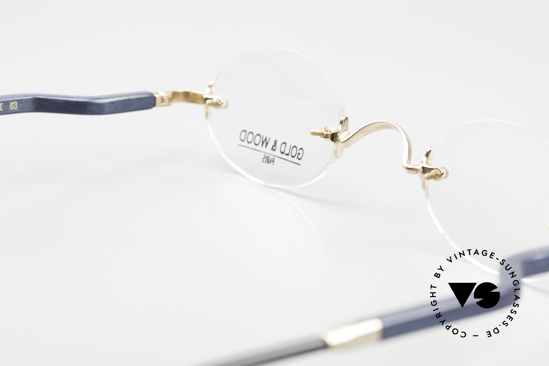 Glasses Gold And Wood 338 Oval 90s Luxury Rimless Specs