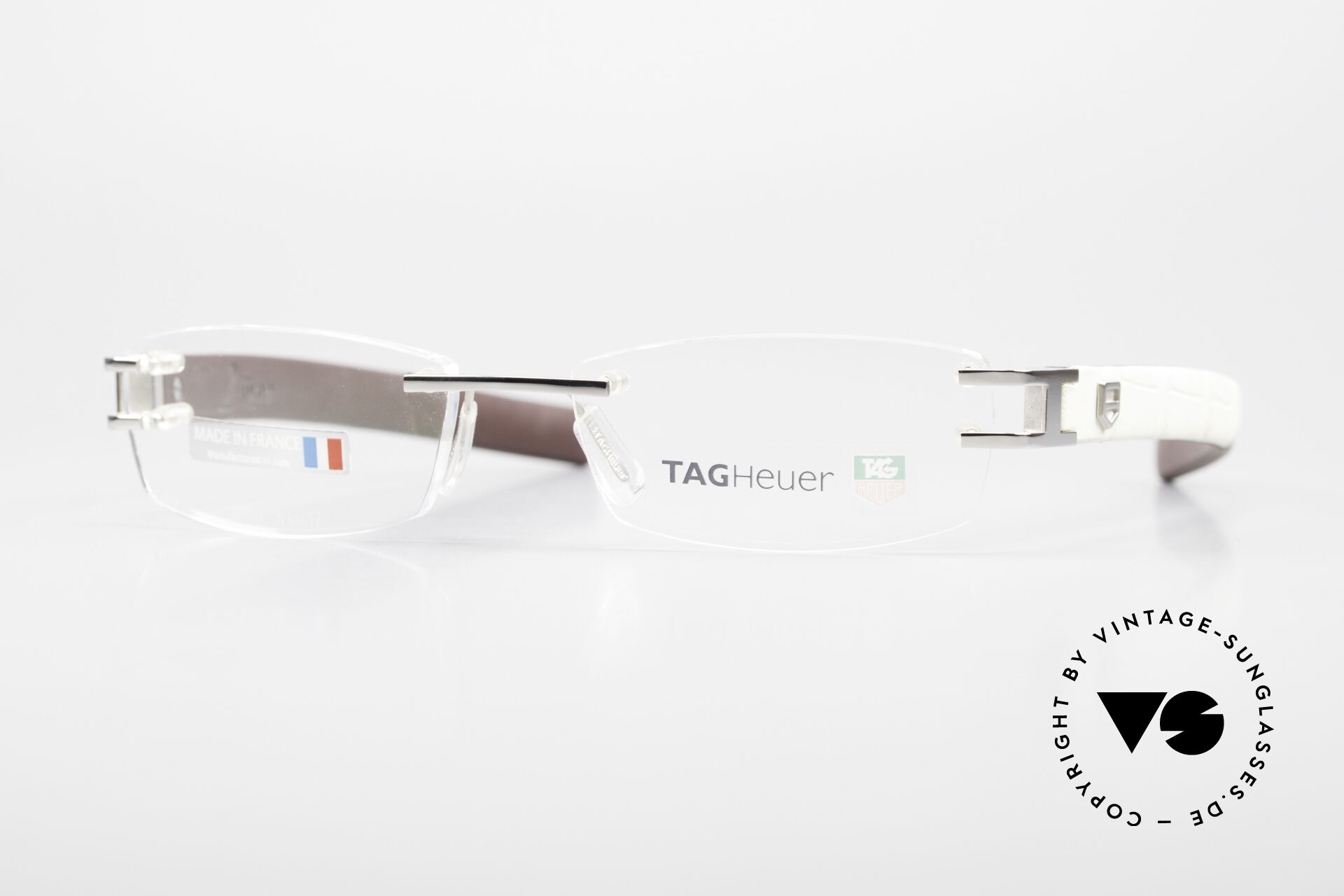 Glasses Tag Heuer L-Type 0116 Rimless Frame Leather Temples