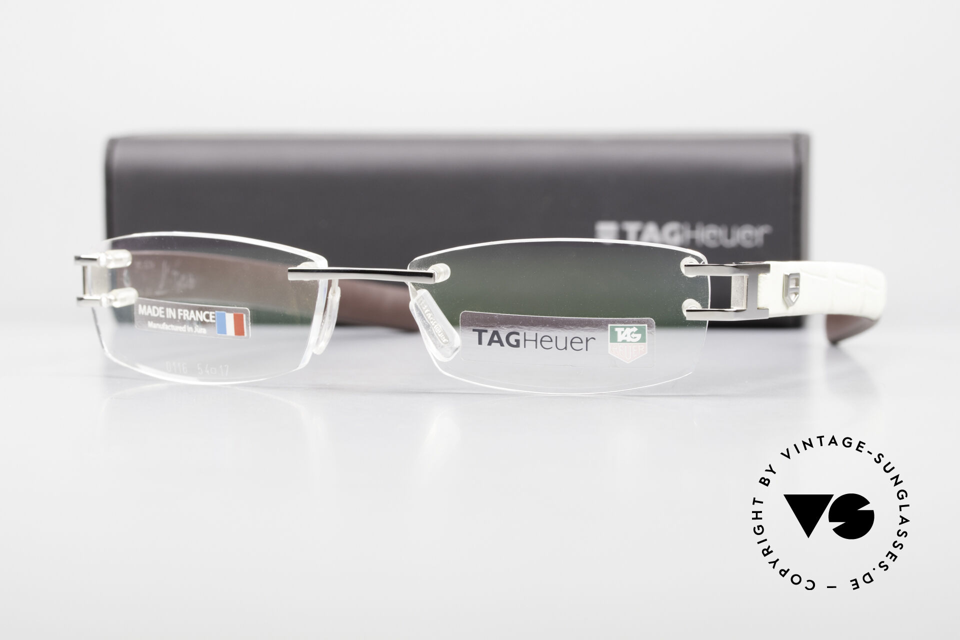 Glasses Tag Heuer L-Type 0116 Rimless Frame Leather Temples