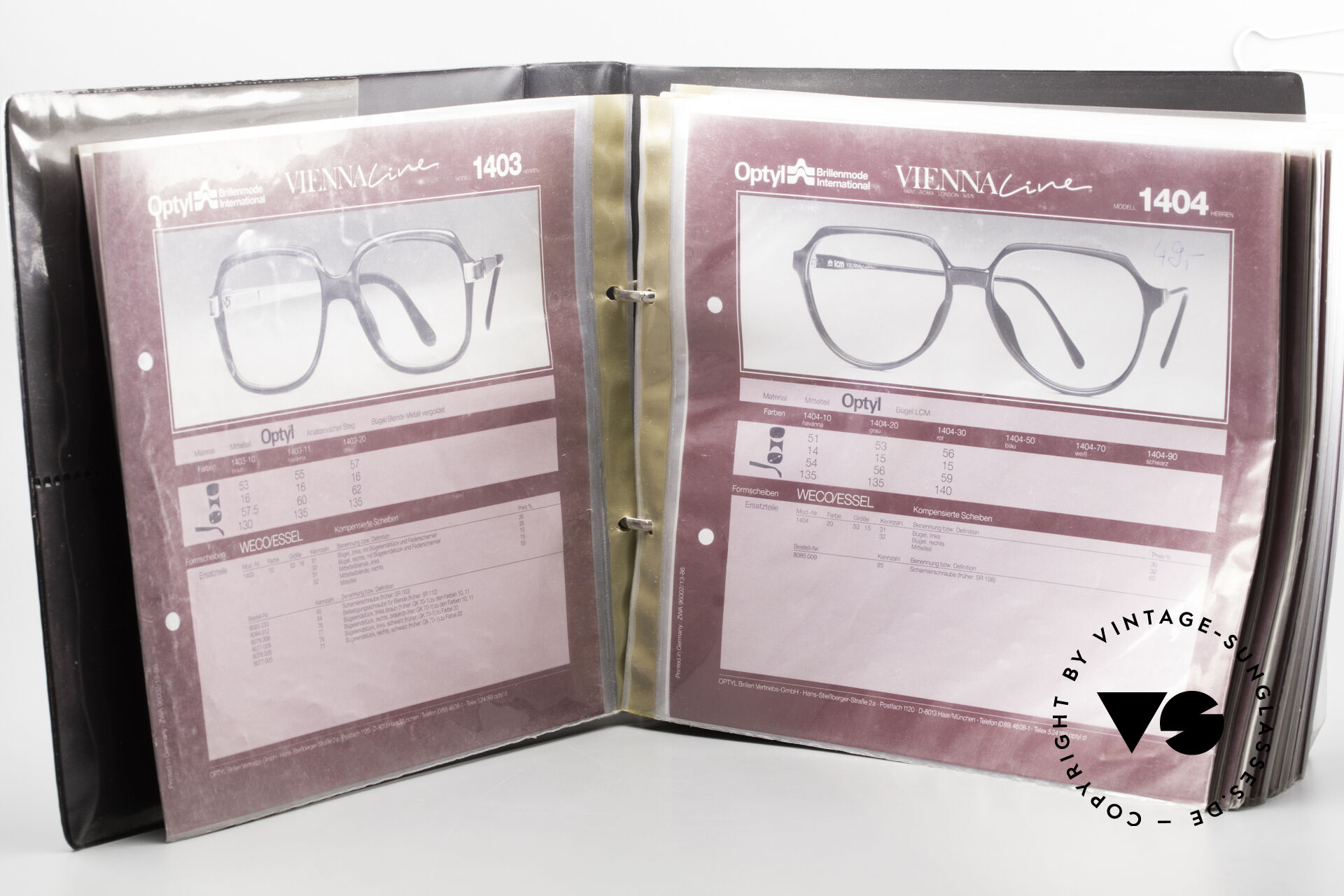 Sunglasses Optyl Catalog Viennaline Old 80's Original Catalogue