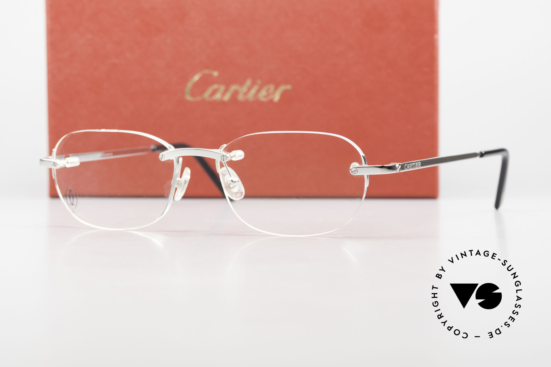 Glasses Cartier T-Eye Rimless Platinum-Plated Glasses