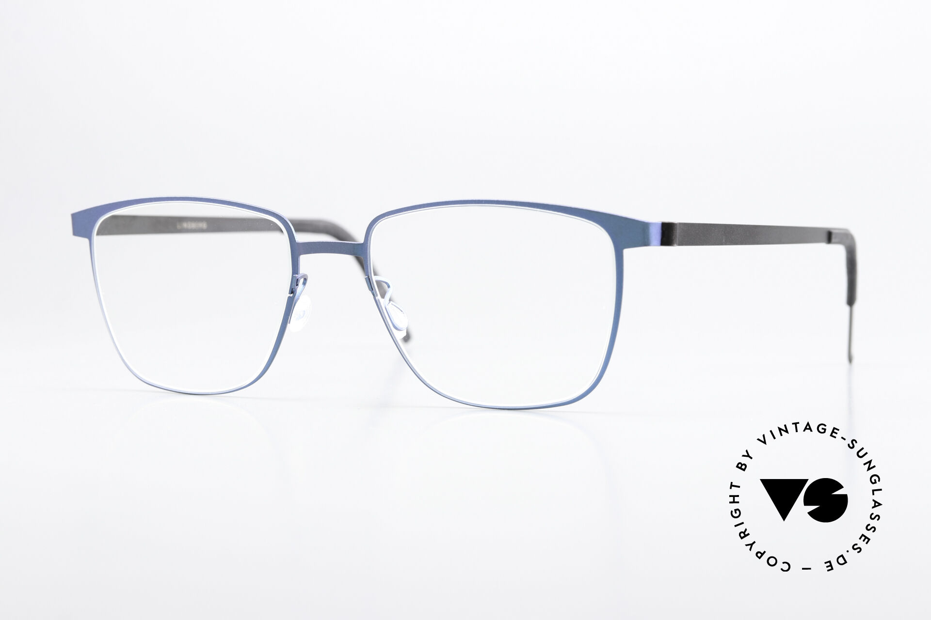 Glasses Lindberg 9612 Strip Titanium Square Frame Blue Metallic