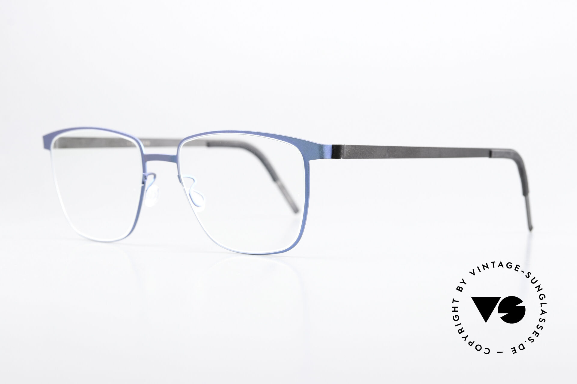 Glasses Lindberg 9612 Strip Titanium Square Frame Blue Metallic