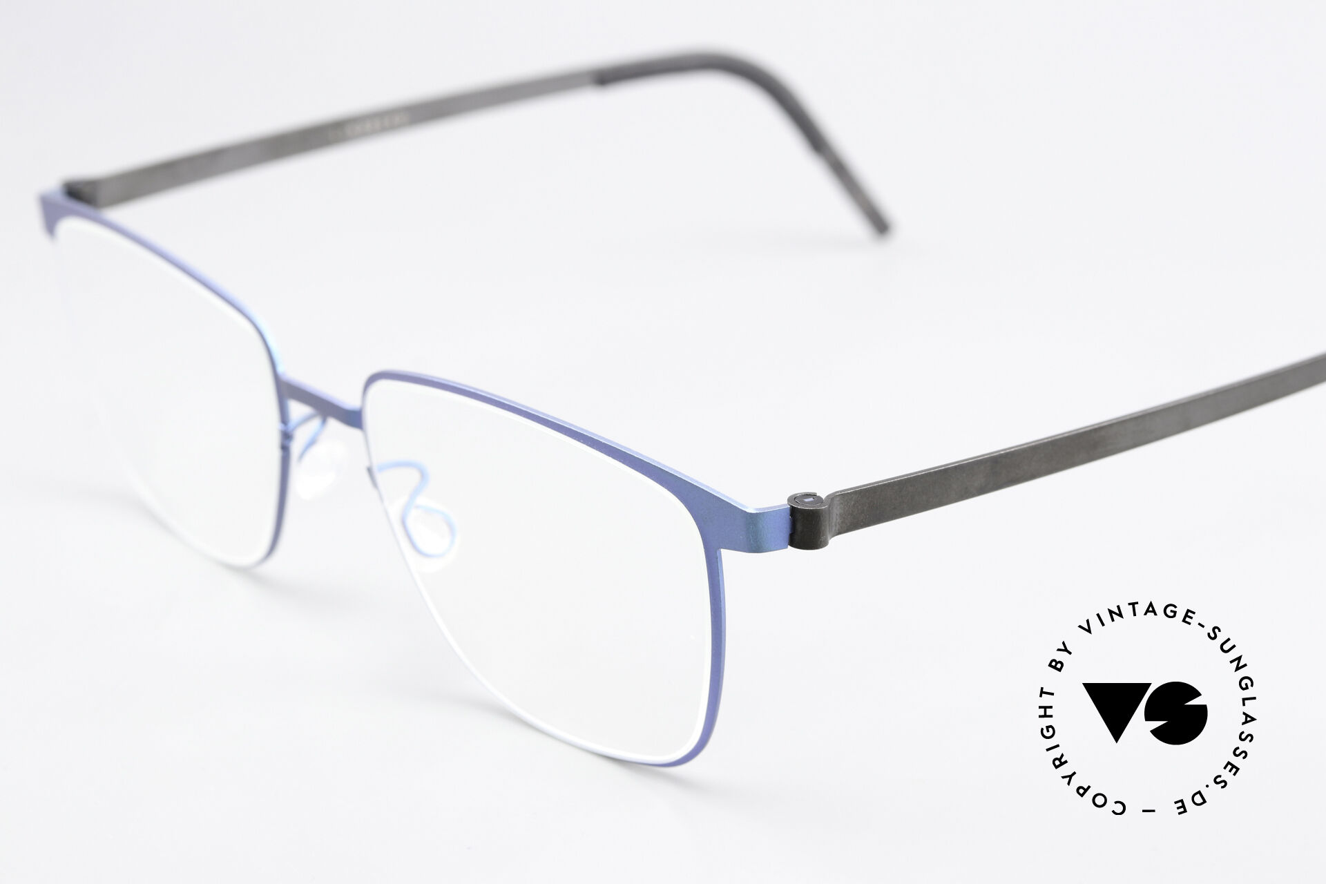 Glasses Lindberg 9612 Strip Titanium Square Frame Blue Metallic