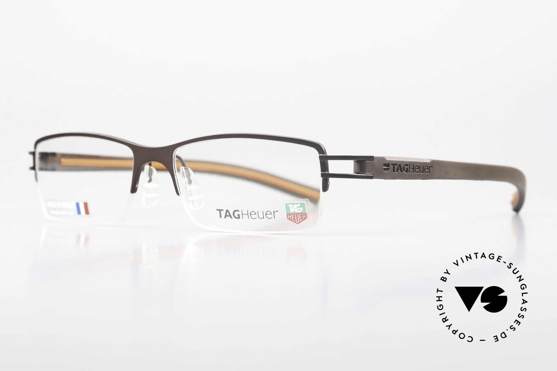Glasses Tag Heuer 7621 Fold Semi Rimmed Havana Orange