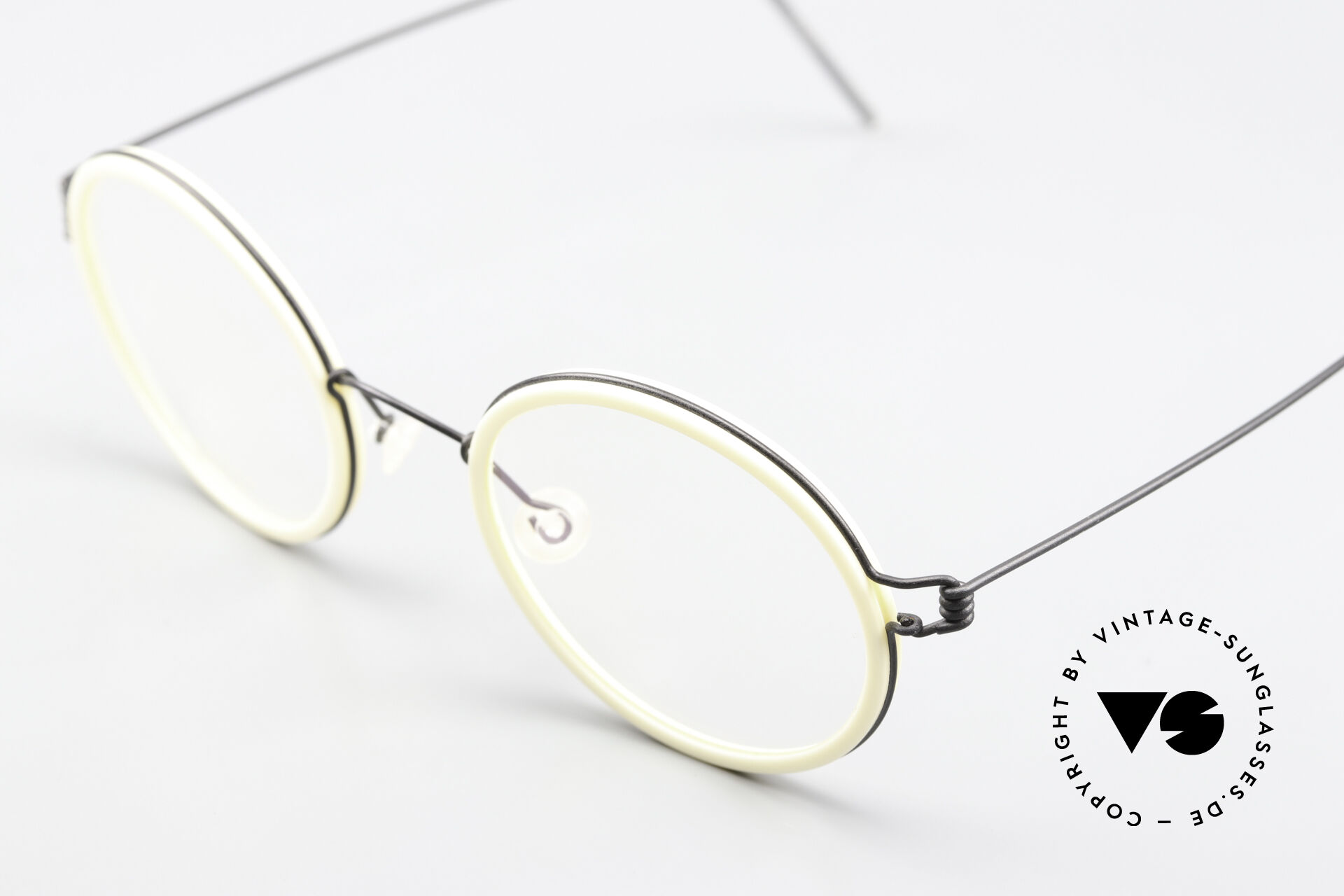 Glasses Lindberg Cameron 46 Air Titan Rim Titan Frame Black White