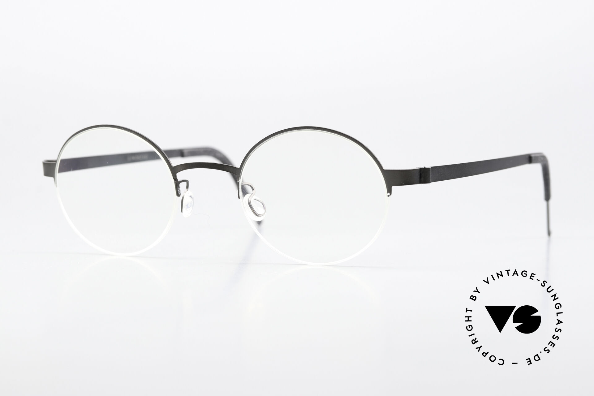 Glasses Lindberg 7413 Strip Titanium Round Nylor Frame Black