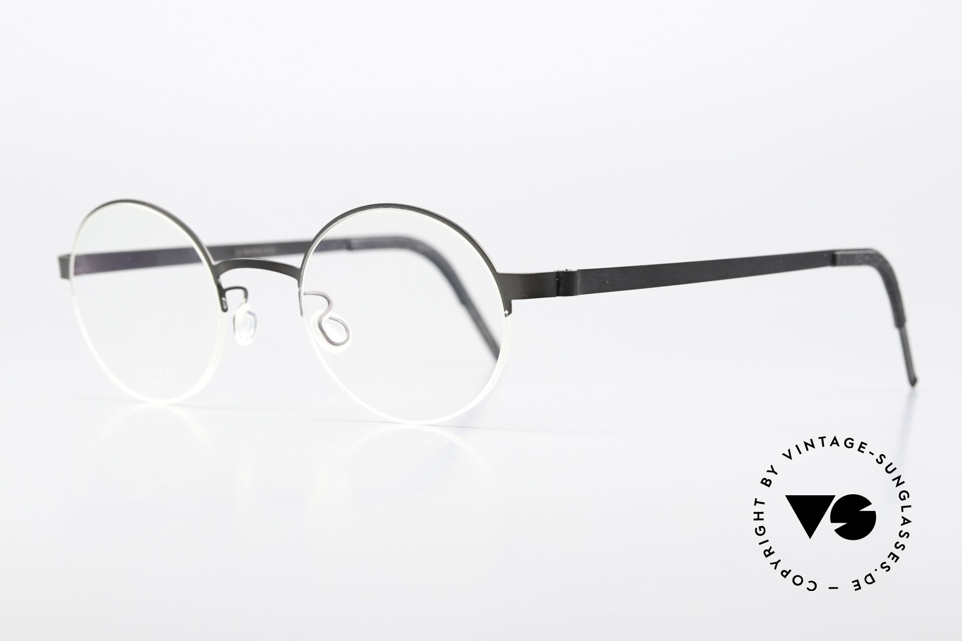Glasses Lindberg 7413 Strip Titanium Round Nylor Frame Black