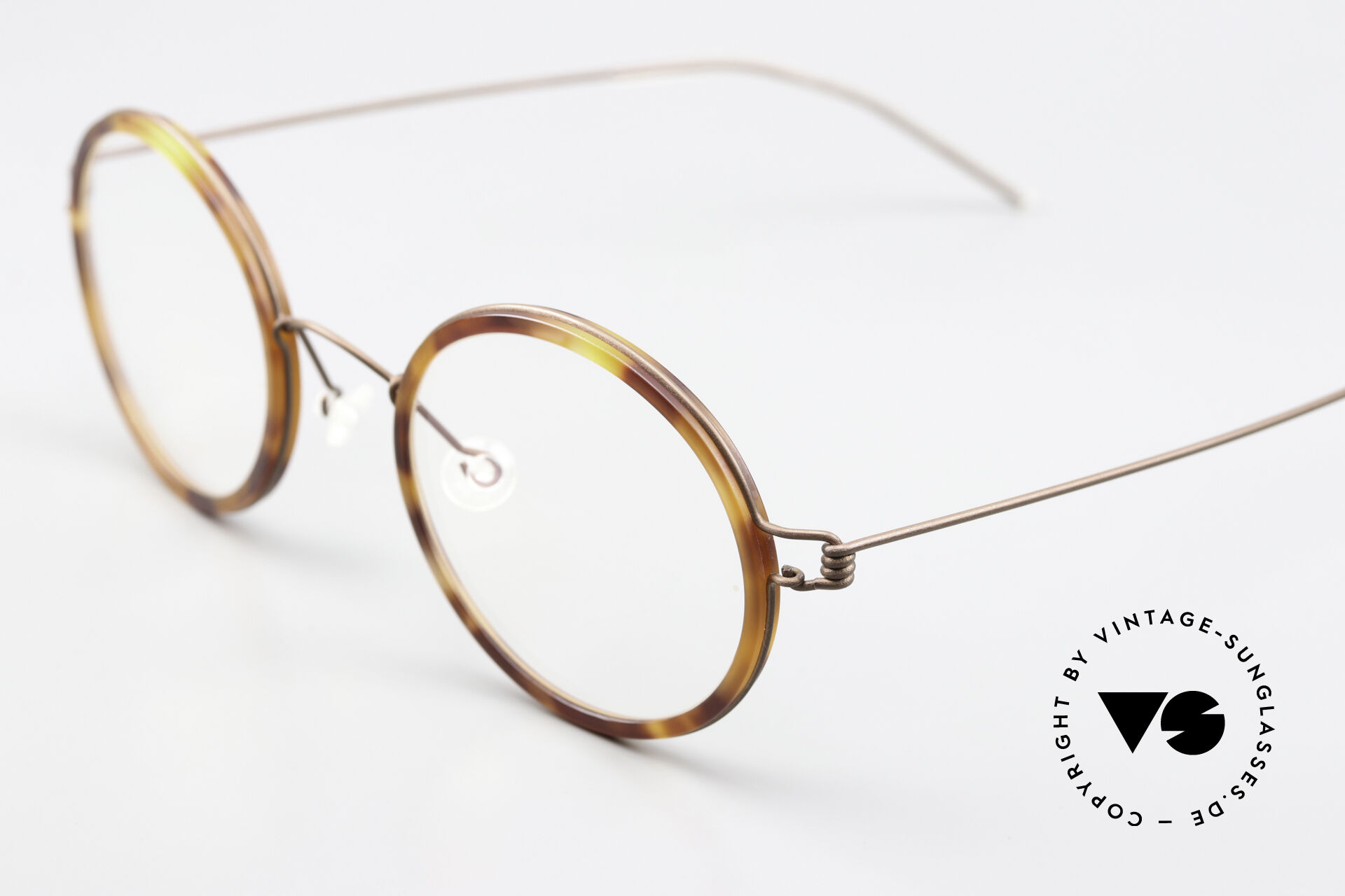 Glasses Lindberg Cameron 46 Air Titan Rim Round Frame Bronze Tortoise