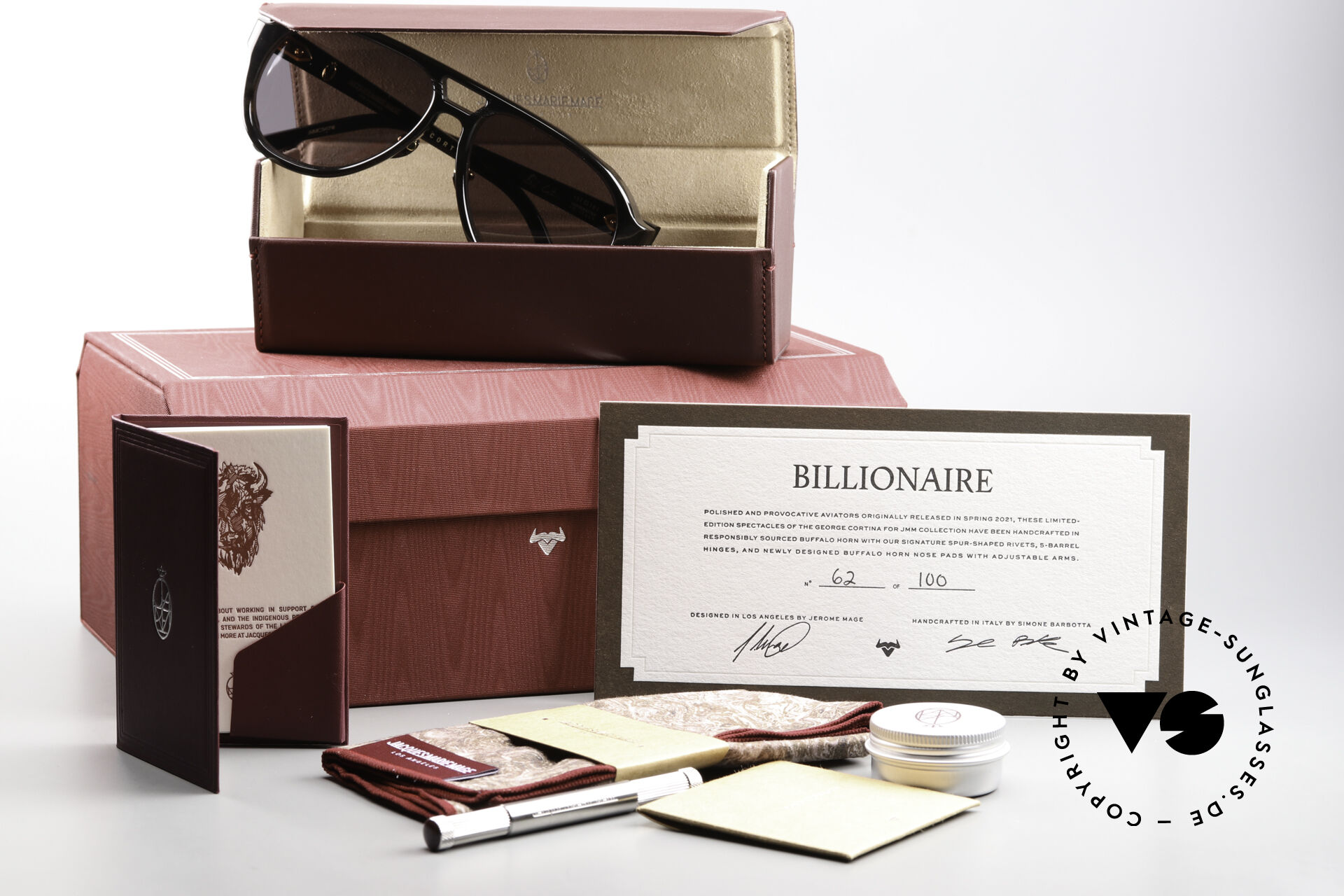 Sunglasses Jacques Marie Mage Billionaire Buffalo Horn Aviator Frame