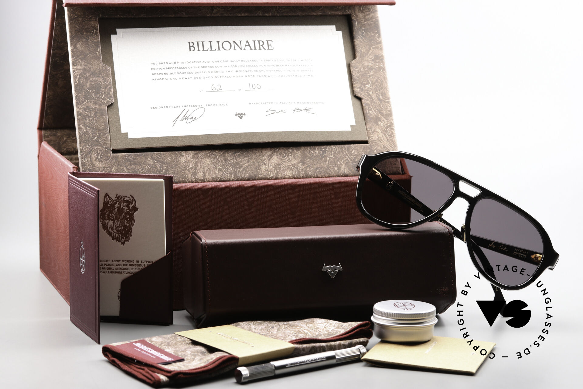 Sunglasses Jacques Marie Mage Billionaire Buffalo Horn Aviator Frame
